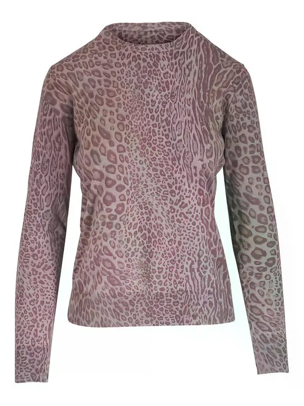 Kinross Cashmere Animal-print Fine Knit Top