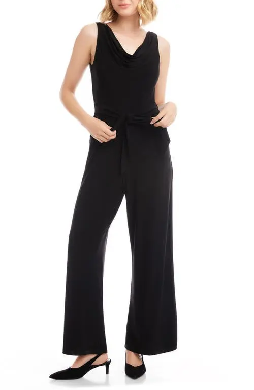 Karen Kane Camila Cowl Neck Travel Jersey Jumpsuit - Black