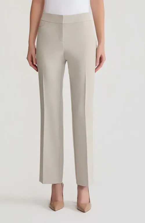 KASPER Flat Front Trousers - Summer Straw