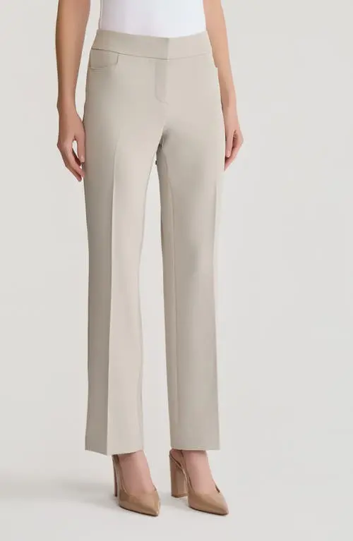 KASPER Flat Front Trousers - Summer Straw