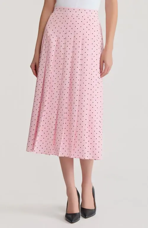 KASPER Pleated Polka Dot Skirt