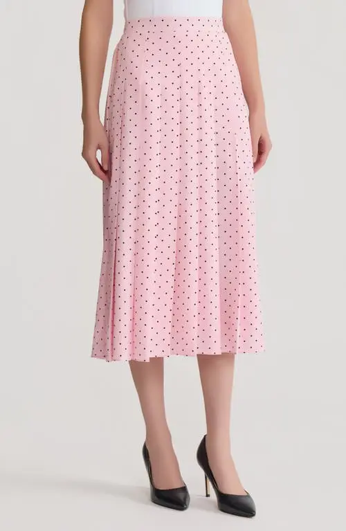 KASPER Pleated Polka Dot Skirt