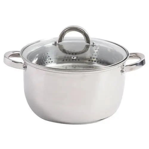 OSTER Sangerfield 6 Quart Stainless Steel Casserole Pan With Steamer Insert And Lid