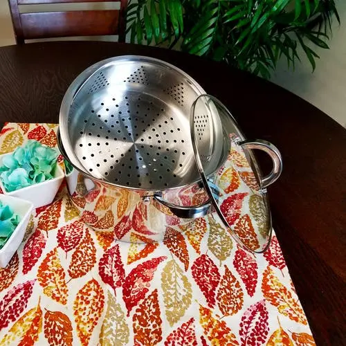 OSTER Sangerfield 6 Quart Stainless Steel Casserole Pan With Steamer Insert And Lid