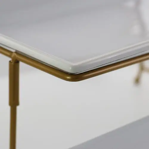 GIBSON ELITE Gracious Dining 3 Tie Rectangle Porcelain Plate Set With Gold Metal Stand