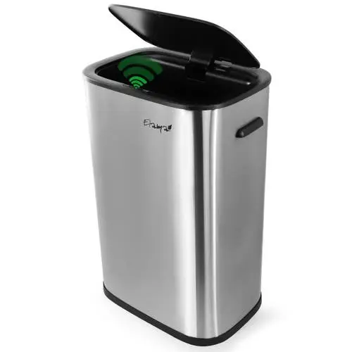 ELAMA 14.5 Gallon Automatic Sensor Hands Free Trash Can - Silver