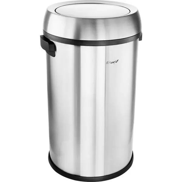 ELAMA Large 17 Gallon Swing Lid Stainless Steel Cylindrical Trash Bin - Silver