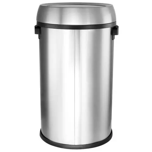 ELAMA Large 17 Gallon Swing Lid Stainless Steel Cylindrical Trash Bin