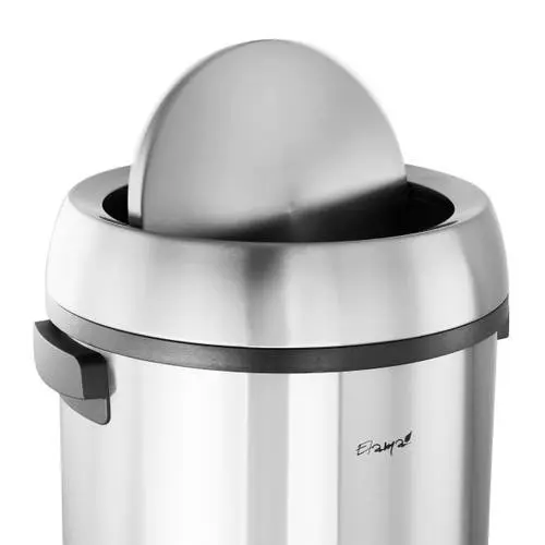 ELAMA Large 17 Gallon Swing Lid Stainless Steel Cylindrical Trash Bin