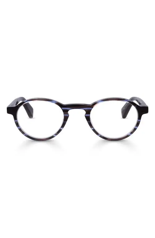 Eyebobs Board Stiff Round Eyeglasses - Ice Blue/mocha Stripe