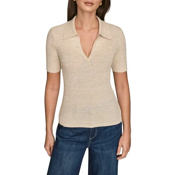 Donna Karan New York Metallic Collared Sweater