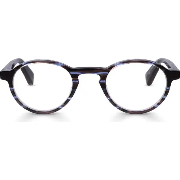 Eyebobs Board Stiff 43mm Round Reading Glasses - Ice Blue/mocha Stripe