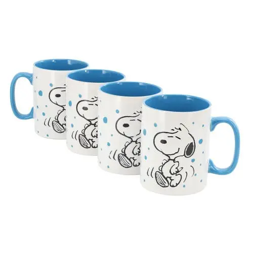Gibson Freckled Joy Snoopy 17 Ounce Stoneware Mug Set - Blue