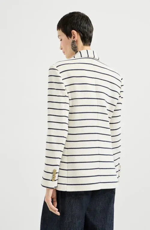 Brunello Cucinelli Striped Knit Blazer - Blue