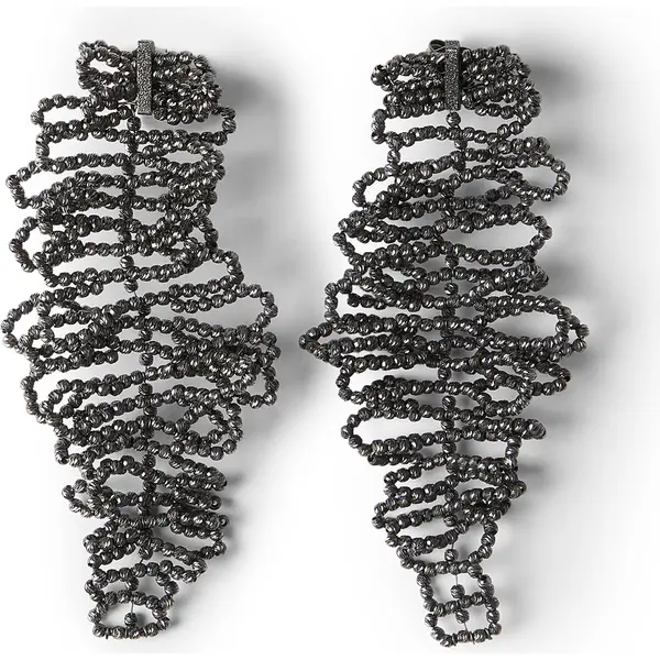 Brunello Cucinelli Sculptured Leaf Earrings - Lignite Grey