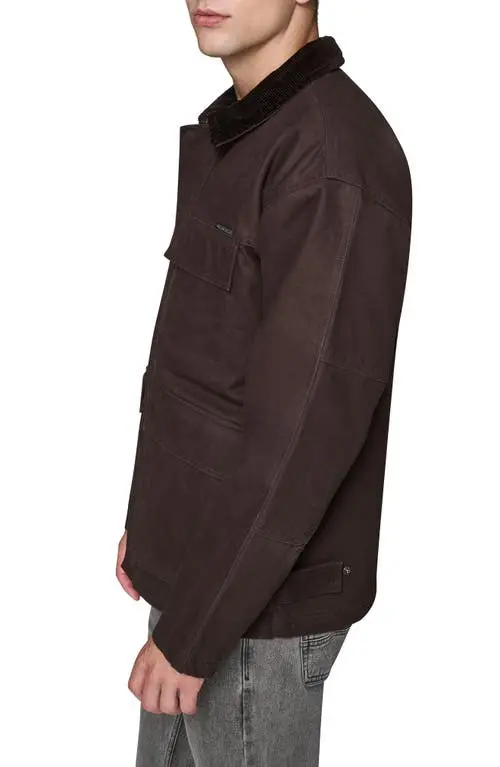 Karl Lagerfeld Waxed Cotton Jacket With Corduroy Collar - Brown