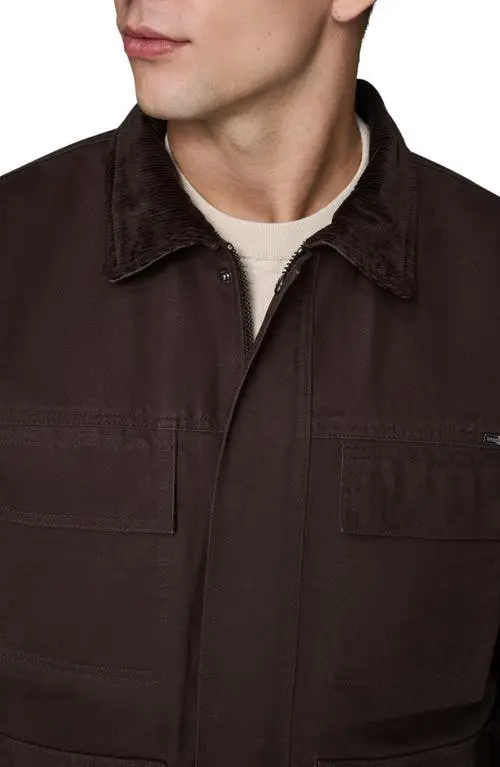 Karl Lagerfeld Waxed Cotton Jacket With Corduroy Collar - Brown