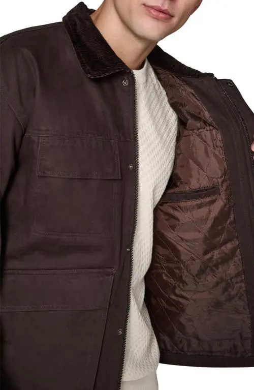 Karl Lagerfeld Waxed Cotton Jacket With Corduroy Collar - Brown