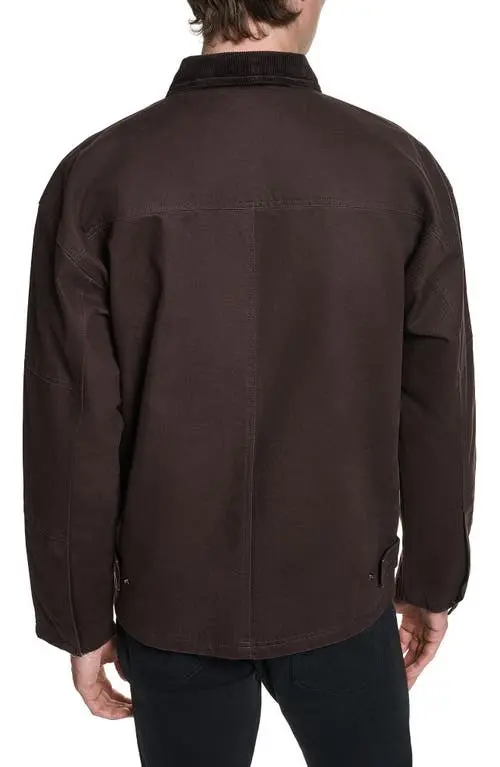 Karl Lagerfeld Waxed Cotton Jacket With Corduroy Collar - Brown