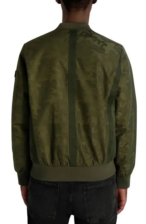 Karl Lagerfeld Camo Print Bomber Jacket - Olive