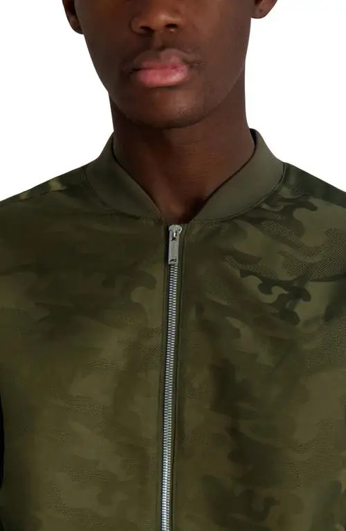 Karl Lagerfeld Camo Print Bomber Jacket - Olive
