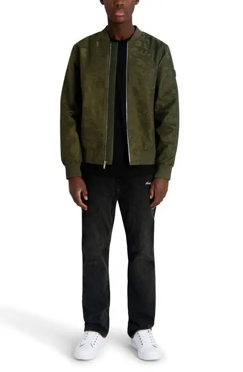 Karl Lagerfeld Camo Print Bomber Jacket - Olive