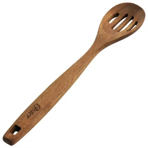 OSTER Acacia Wood Slotted Spoon Cooking Utensil - Dark Brown