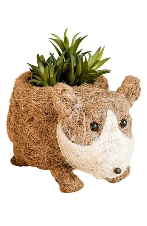 LIKHA Baby Corgi Handwoven Planter - Brown/white