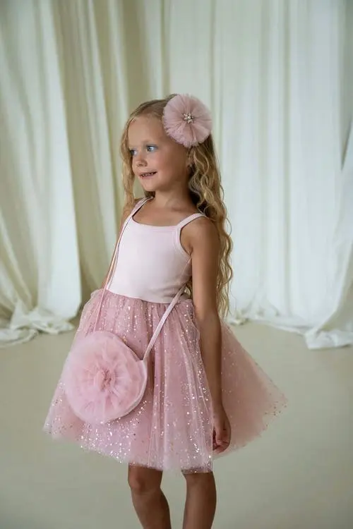 MINI CELEBRITIES Sleeveless Sparkle Tulle Dress - Sparkle Pink
