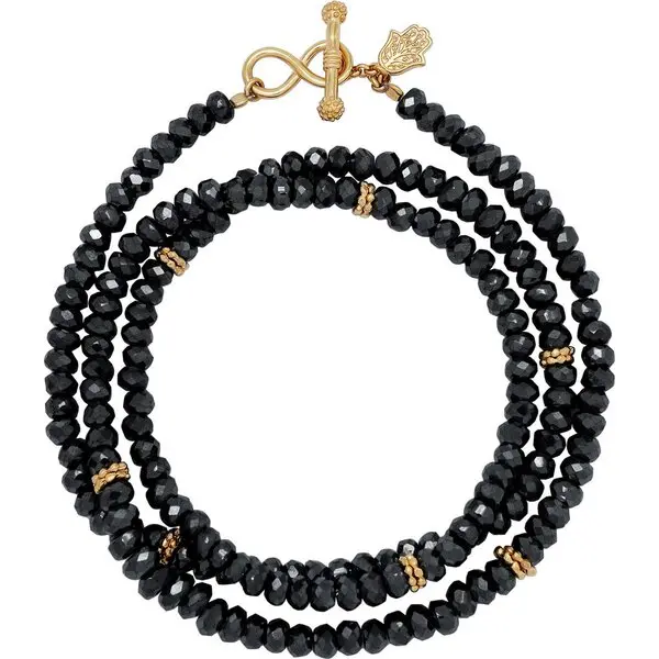 KARMA AND LUCK Eternal Strength Black Onyx Infinity Wrap Bracelet - Black/gold