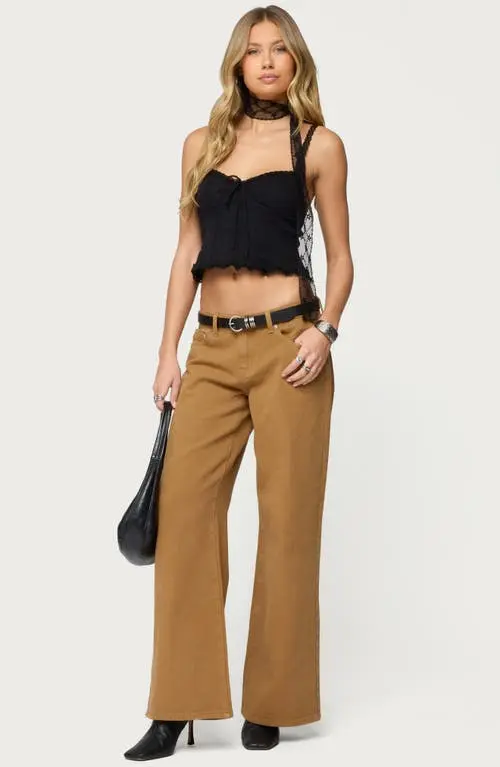 EDIKTED Lacey Sweetheart Neck Crop Tank