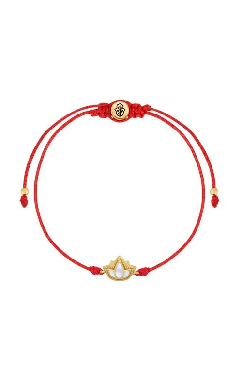 KARMA AND LUCK Mother Of Pearl Lotus Red String Bracelet - Red/white