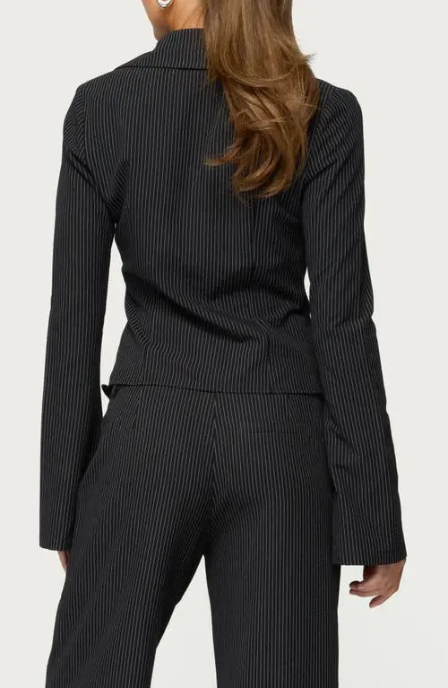 EDIKTED Pinstripe Tailored Button-up Shirt - Black