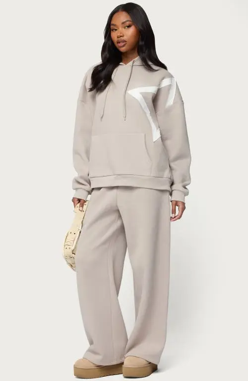 EDIKTED Straight Leg Star Sweatpants - Gray