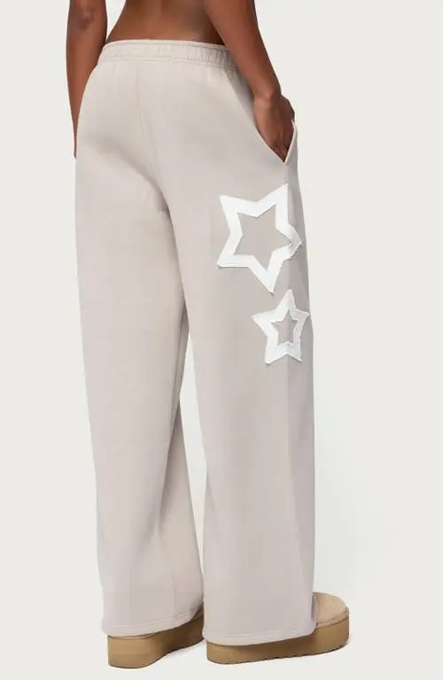 EDIKTED Straight Leg Star Sweatpants - Gray