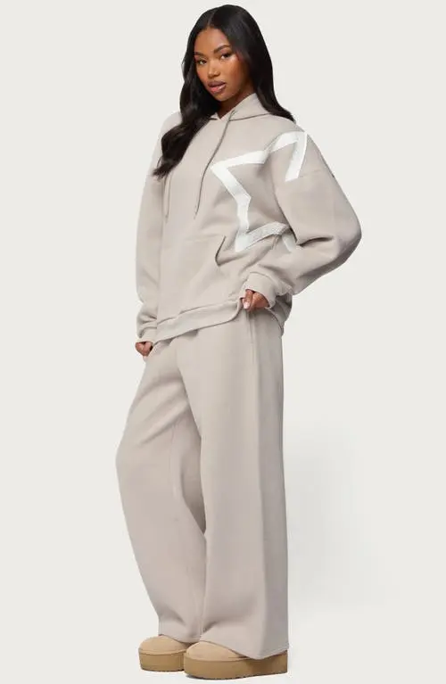 EDIKTED Straight Leg Star Sweatpants - Gray
