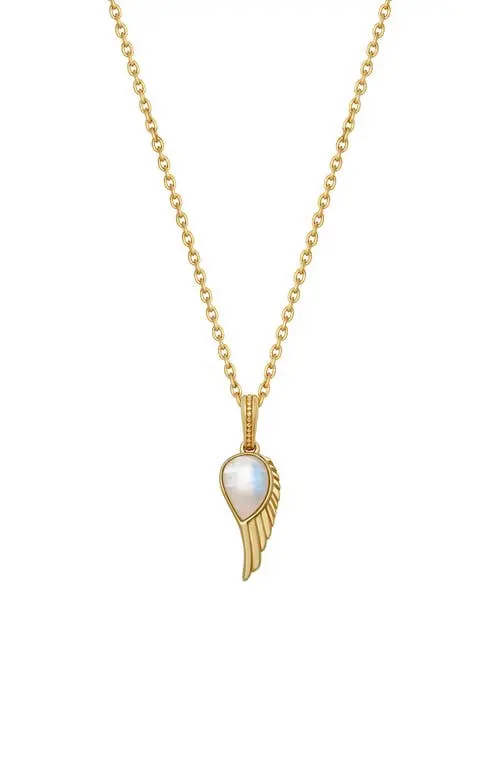 KARMA AND LUCK Moonstone Angel Wing Necklace - Gold/white