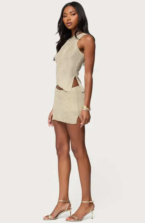 EDIKTED Metallic Knit Skort