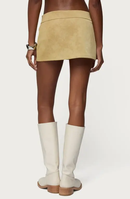 EDIKTED Studded Faux Suede Skort - Tan