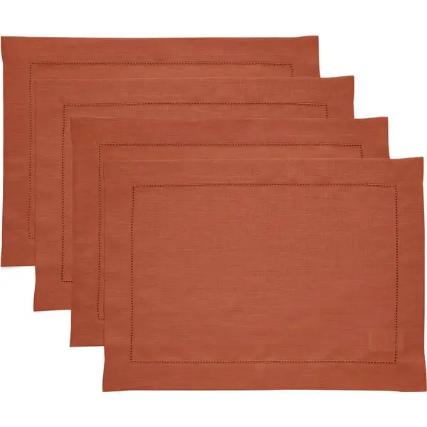 SOLINO HOME Linen Placematsclassic Hemstitch - Cinnamon