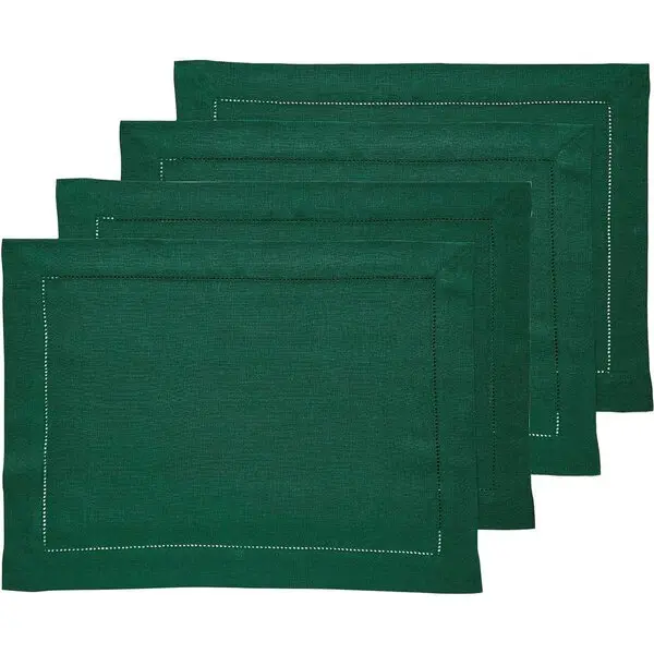 Solino Home Linen Placemats Set Of 4, 14 X 19 Inch For Dining Table - Rainforest
