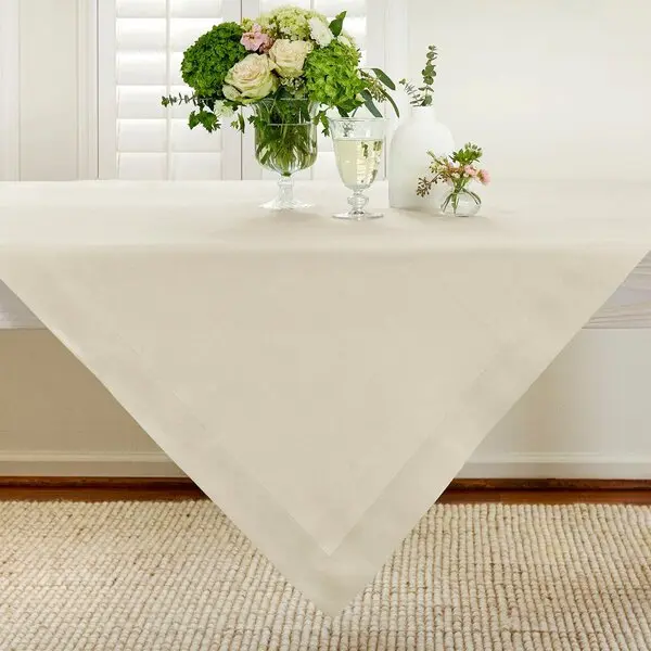 Solino Home Linen Table Throw 52 X 52 Inch For Dining Table - Birch