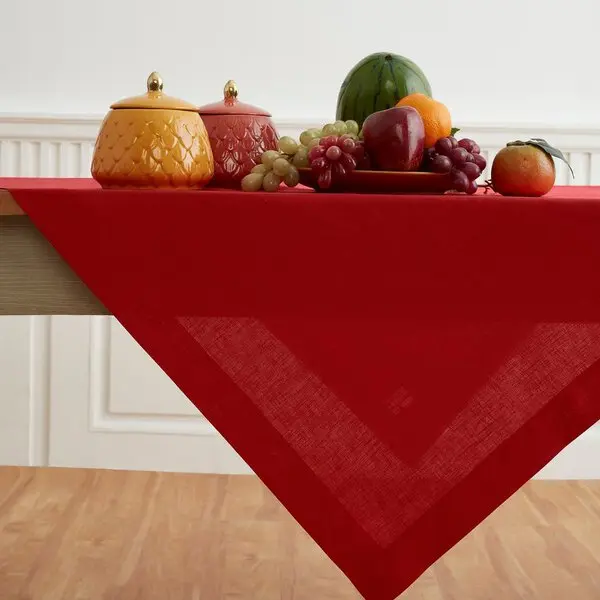 Solino Home Linen Table Throw 52 X 52 Inch For Dining Table - Red