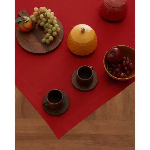 Solino Home Linen Table Throw 52 X 52 Inch For Dining Table - Red
