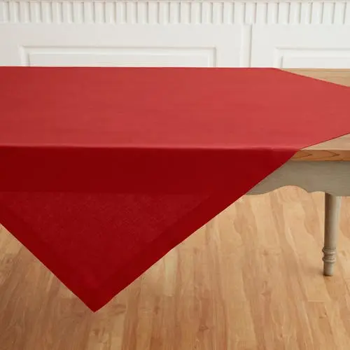 Solino Home Linen Table Throw 52 X 52 Inch For Dining Table - Red
