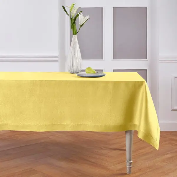 SOLINO HOME Linen Table Throwfete - Sunshine Yellow