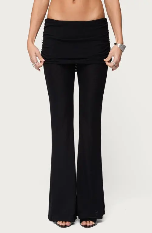 EDIKTED Skirted Flare-leg Pants - Black