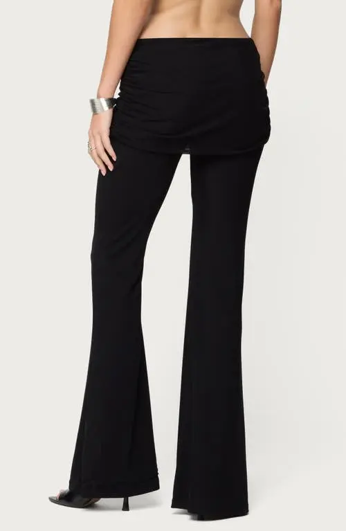 EDIKTED Skirted Flare-leg Pants - Black
