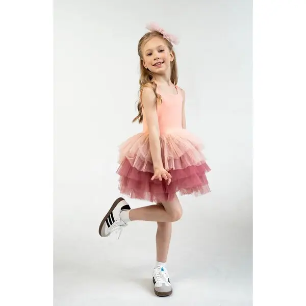 MINI CELEBRITIES Bloom Sleeveless Tutu Dress - Salmon Bloom