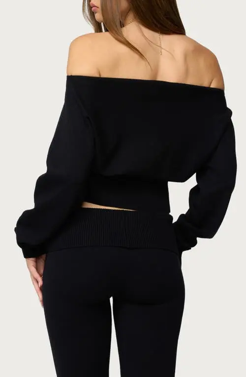 EDIKTED Off-the-shoulder Crop Sweater